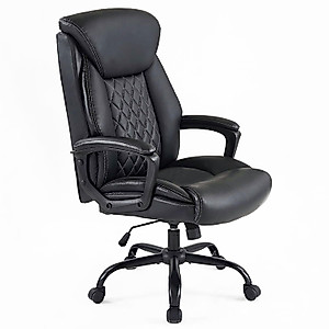 YEEFY High Back Executive Office Chair Ergonomic Desk Chair Rolling PU Leather Office Chair Heavy Duty Computer Chair Comfortable Home Office Desk Chairs with Wheels Arms Lumbar Support