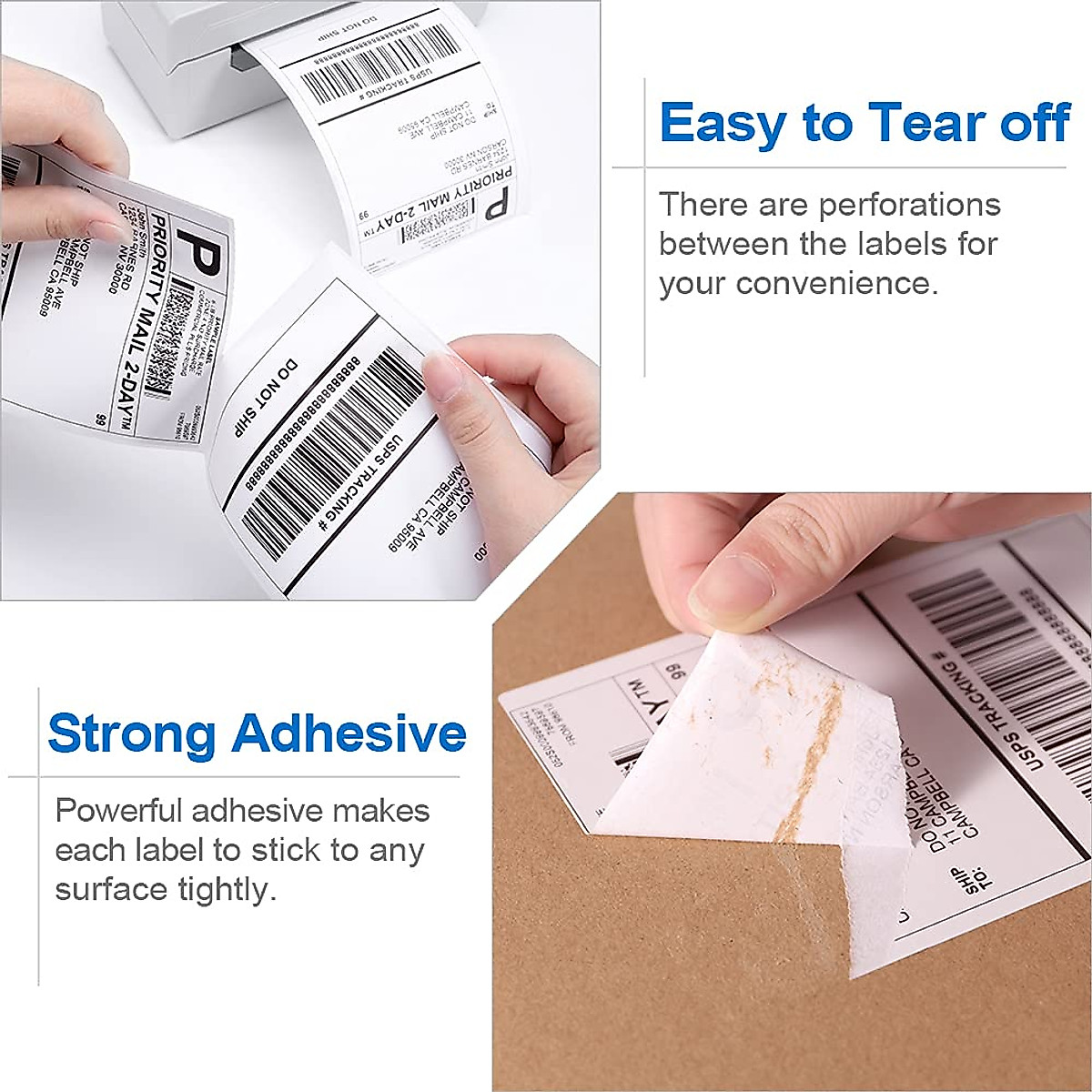 4"x 6" Direct Thermal Large Shipping Labels (500 Fanfold) Work with Rollo, MUNBYN, iDRPT, Polono, Zebra Desktop Thermal Printer, Commercial Grade Permanent Adhesive Mailing Postage Paper Label