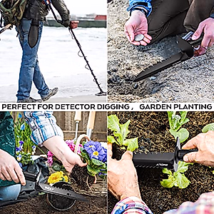 INCLY Metal Detector Shovel, Heavy Duty Double Serrated Edge Digger, Detecting Digging Tool with Sheath for Belt Mount, Gardening & Detecting Accessories for Metal Detection Digging Weeding Planting