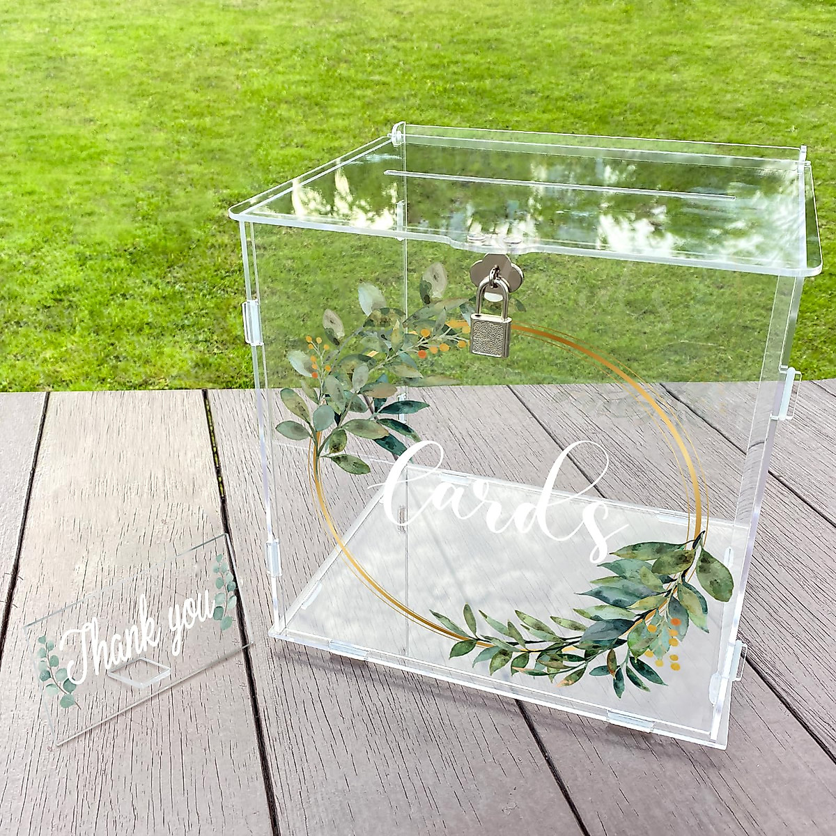 OurWarm Acrylic Wedding Card Box with Lock, DIY Gift Card Box for Wedding Reception with Slot, Clear Wedding Envelope Money Card Box for Party Graduation Baby Shower Birthday Decorations