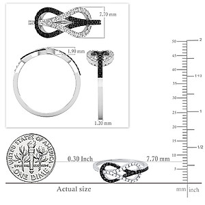 Dazzlingrock Collection 0.35 Carat (ctw) Round Black & White Diamond Women Infinity Right Hand Ring 1/3 CT | 14K White Gold, Size 10