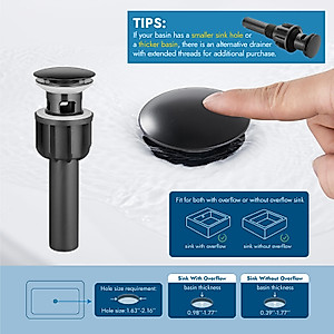 Cinwiny Bathroom Sink Faucet 4 Inch 2 Handle Bathroom Faucet 360° Swivel Spout Deck Mounted Vanity Faucet with Water Supply Hoses,Matte Black,with Pop up Drain