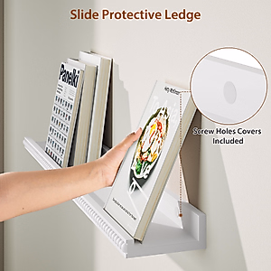 Alsonerbay Floating Shelves Wall Mounted Set of 2, Modern White Shelves with Lip, Wood Wall Shelves with Wooden Beads for Bedroom Living Room Bathroom Office and More White