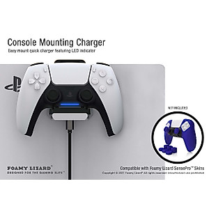Foamy Lizard PS5 Controller Charger Console and Wall Mount for Playstation 5 DualSense Fast Charging Station Hanging Dock, Headphone Hook, LED Indicator, Overcharge Protection (PS5 White+Black)