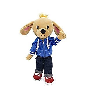 Playtime by Eimmie Plushible Rag Doll Dog - Soft Dolls for Baby Boy, Girls, Toddler & Infants - Stuffed Animal Rag Doll Plush Toys- Washable Fabric - Sensory Toys - 14 Inch Stuffed Dog with Clothes