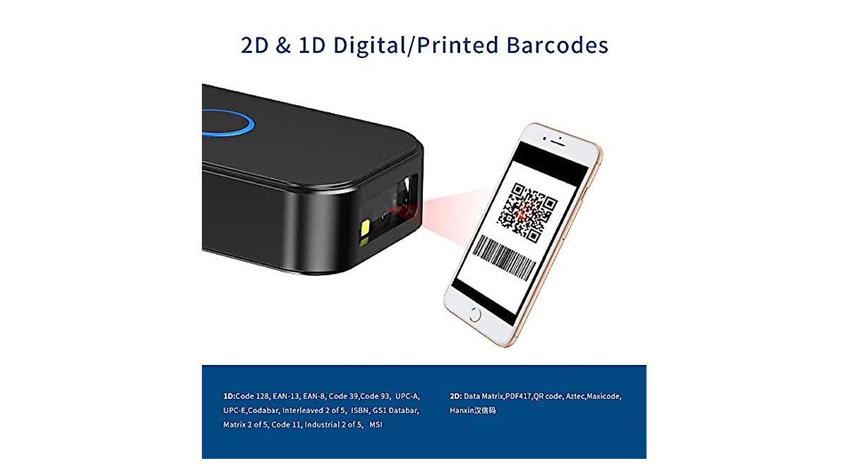 2D Bluetooth Barcode Scanner Wireless Bar Code Scanner QR 3-in-1 Bluetooth/USB Wired/2.4G ...
