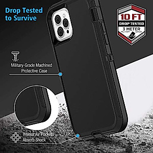 Defense iPhone 12 Case iPhone 12 Pro Case with Two Screen Protector 3 Layer Rugged Heavy Duty Cases for iPhone 12/ iPhone Pro,6.1 inch 2020 (Black)