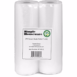 2 Pack - SimpleHouseware 11" x 50 Feet Vacuum Sealer Bags (total 100 feet)