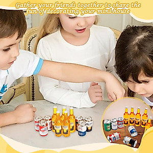 1:12 Scale 11 Pcs Miniature Beer Bottles and Beer Cans Mini House Drink Accessories for Fairy Garden Pub Bar Decoration Dollhouse Beer Glass Model