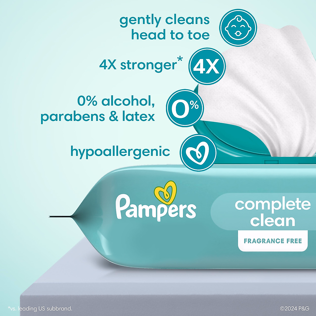 Baby Wipes, Pampers Baby Diaper Wipes, Complete Clean Scented, 6X Pop-Top Packs, 432 Total Wipes