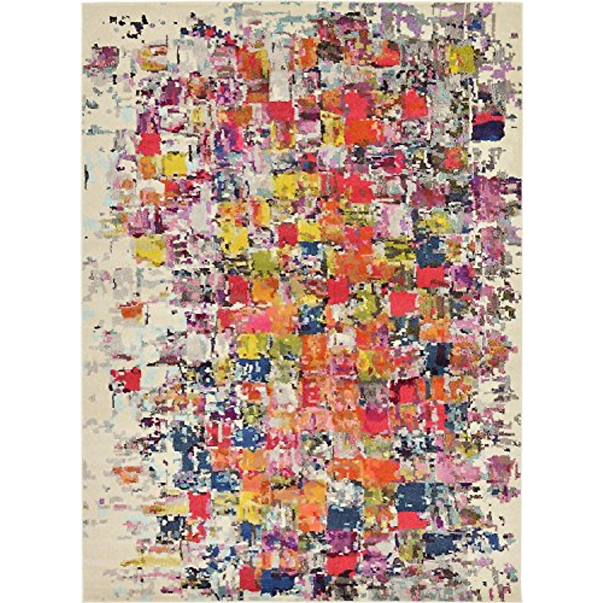 Unique Loom Estrella Collection Abstract, Bright Colors, Distressed, Modern Area Rug, 8 ft x 11 ft, Multi/Beige