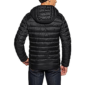 TSLA Men's Lightweight Packable Accent Puffer Jacket, Water-Resistant Winter Jackets, Hoodie Jacket Black, X-Large