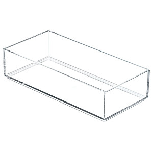 IDesign Decorative Countertop Vanity Tray Organizer for Bathroom, Bedroom, Closet, Entryway, The Clarity Collection – 4” x 8” x 2”, Clear, Small