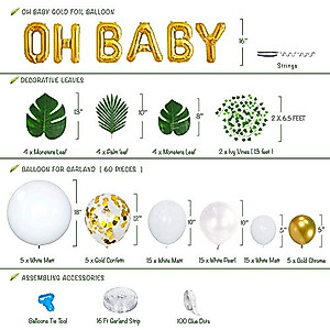 Ola Memoirs Greenery Baby Shower Decorations, Boho Neutral Oh Baby Balloon Garland Arch, Faux Greenery Ivy Leaf Vines, Backdrop Decor for boy and girl, Sweet Decoration Jungle Safari Woodland Theme