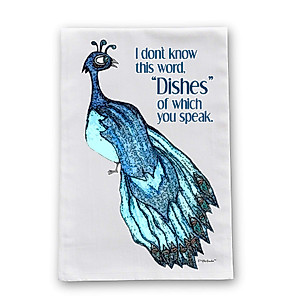 Peacock Dishes Flour Sack Cotton Dish Towel by Pithitude