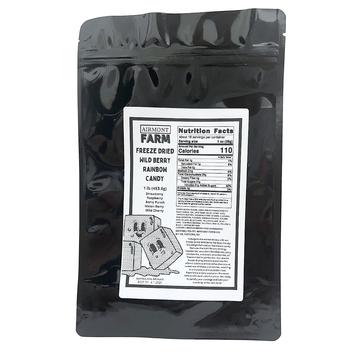 Freeze Dried Candy Wild Berry Rainbow Candy 1lb (16oz) - Ships In Box - Deliciously Crunchy, Intense Flavor, Lightweight Snack - Resealable Bag (Wild Berry 1lb)