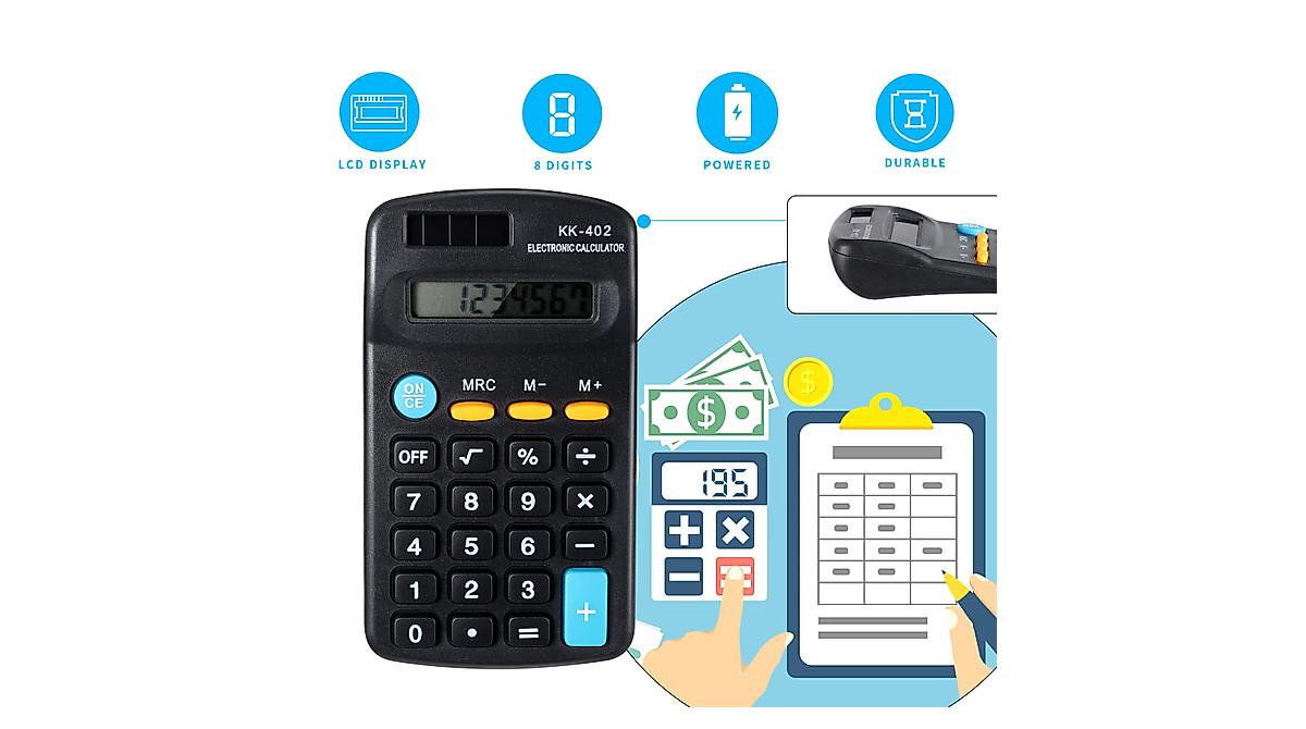 12 Pack Mini Pocket Calculators with 8-Digit Display for Office & School