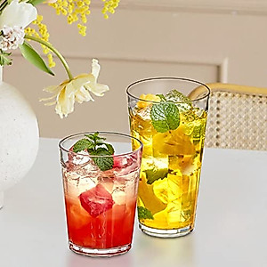 Amazing Abby - Ice Cube - 16-Ounce Plastic Tumblers (Set of 8), Plastic Drinking Glasses, All-Clear High-Balls, Reusable Plastic Cups, Stackable, BPA-Free, Shatter-Proof, Dishwasher-Safe