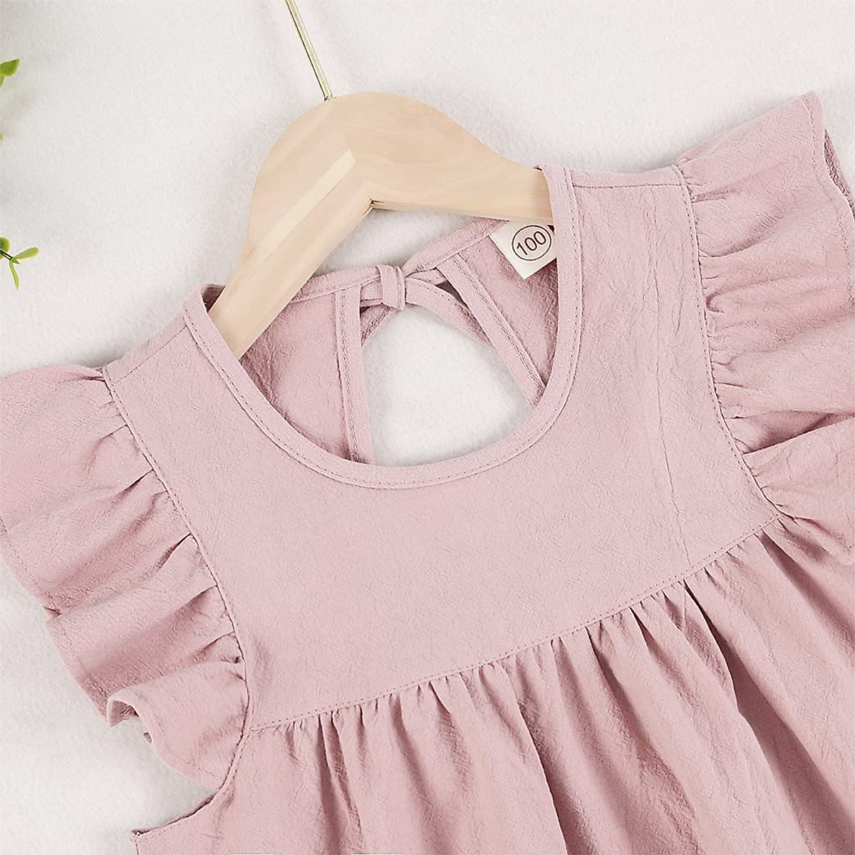 Toddler Baby Girl Dress Summer Cotton Linen Ruffle Halter Sleeveless Kids Casual Beach Party Dresses 2-7 Years (Pink, 3-4T, 3_years)