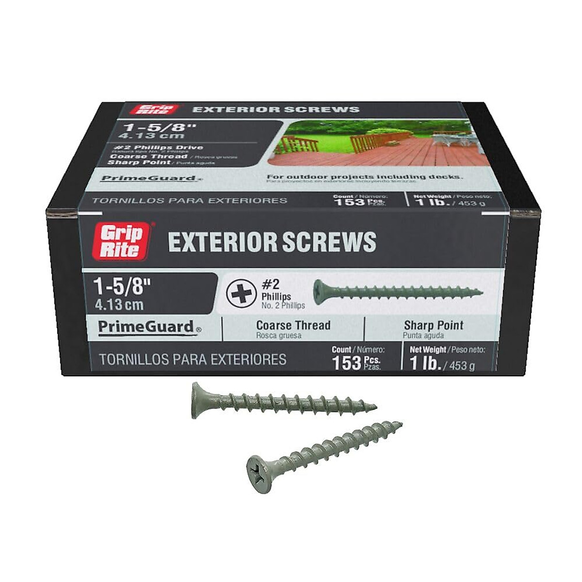 Grip Rite PTN158S1, 1lb Box, Gray, 153 Count