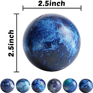 HYPYRANOW Stress Balls, 12 Pcs Galaxy Stress Balls, 2.5 Inch Space Theme Stress Balls Foam Squeeze Balls Stress Relief Balls for Finger Exercise School Carnival Reward Party Bag Gift