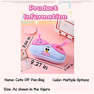 XZR Cute DIY Pen Bag Case Box Stocking Stuffers Cute Creative Long Hair Doll Colorful Cartoon Large Capacity Zipper Organizer Storage Bag Box Nice Gift (Blue)