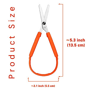 LDW 3-Pack Mini Loop Scissors Muitiple Colors Easy-Opening Squeeze Handles Grip Scissors Self-Opening Adaptive Design for Special Needs, Green