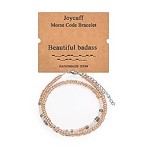 Funny Gifts for Friend Morse Code Bracelets for Women Inspirational Hidden Message Jewelry Birthday Christmas Gifts for Her Best Friend Sister Adjustable Bead Wrap Bracelets Beautiful Bracelet