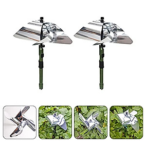 generic 2pcs Reflective Pinwheels with Stakes Bird Blinder Deterrent Windmill Scare Birds Device Away Sparkly Pin Wheel for Garden Outdoor Yard Decoration