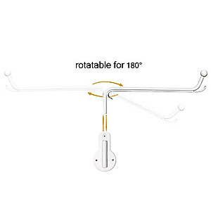 Mkono Wall Mounted Clothes Hanger with Swing Arm Holder Valet Hook Metal Hanging Drying Rack Space Saver for Closet Organizer, Bathroom, Bedroom, Laundry Room 2 Pack, White