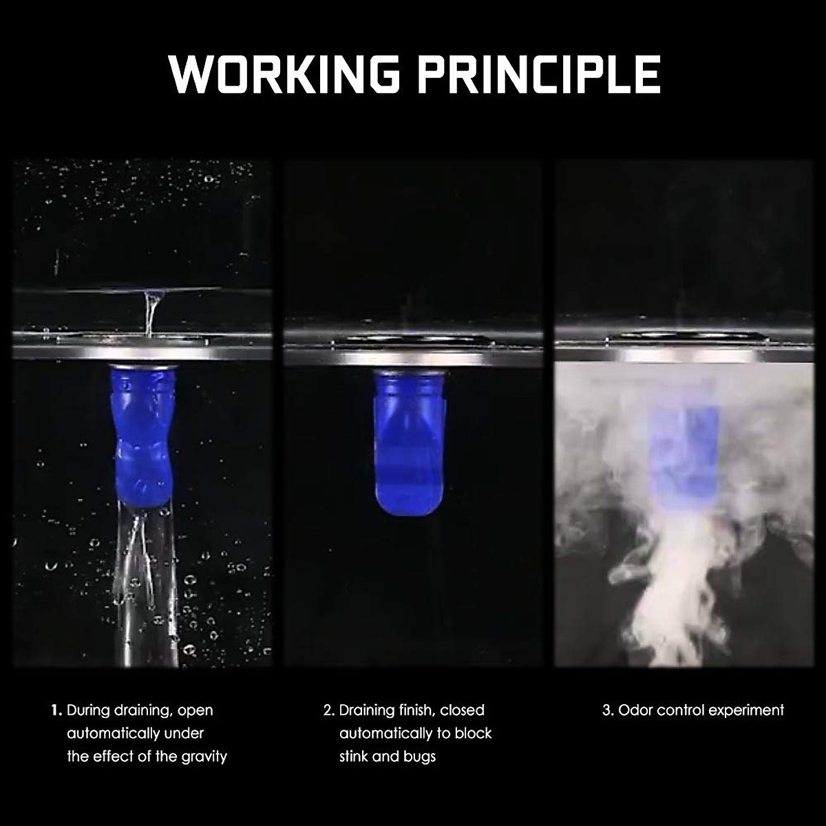 Shower Floor Drain Backflow Preventer, Waterless Trap Seal, One Way Drain Valve Sewer Core (1.28-1.58 inch, Blue)