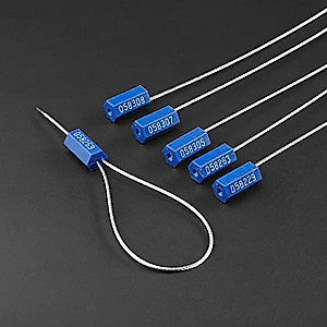 STYLIGHT - 100 Wire Cable Seals, Truck Seals, Anti-Tamper Seals, Steel Pull Tight Wire Seal, Trailer Seals, Metal Container Seals, High Security Seals, Shipping Seals Numbered Sequentially (100, Blue)