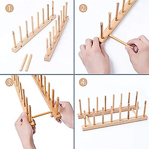 Wevapers 2Pack Bamboo Wooden Dish Rack, Plate Rack Stand Pot Lid Holder, Kitchen Cabinet Organizer for Cup, Cutting Board, Bowl, Drying Rack and More