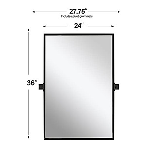 ANDY STAR Black Pivot Mirror, Rectangle Pivoting Mirror 24x36” Tilt Mirror Rectangular Pivot Mirror 1” Deep Set Design, Modern Farmhouse Tilting Mirror for Wall Hangs Vertical(Overall 27.75" x 36")