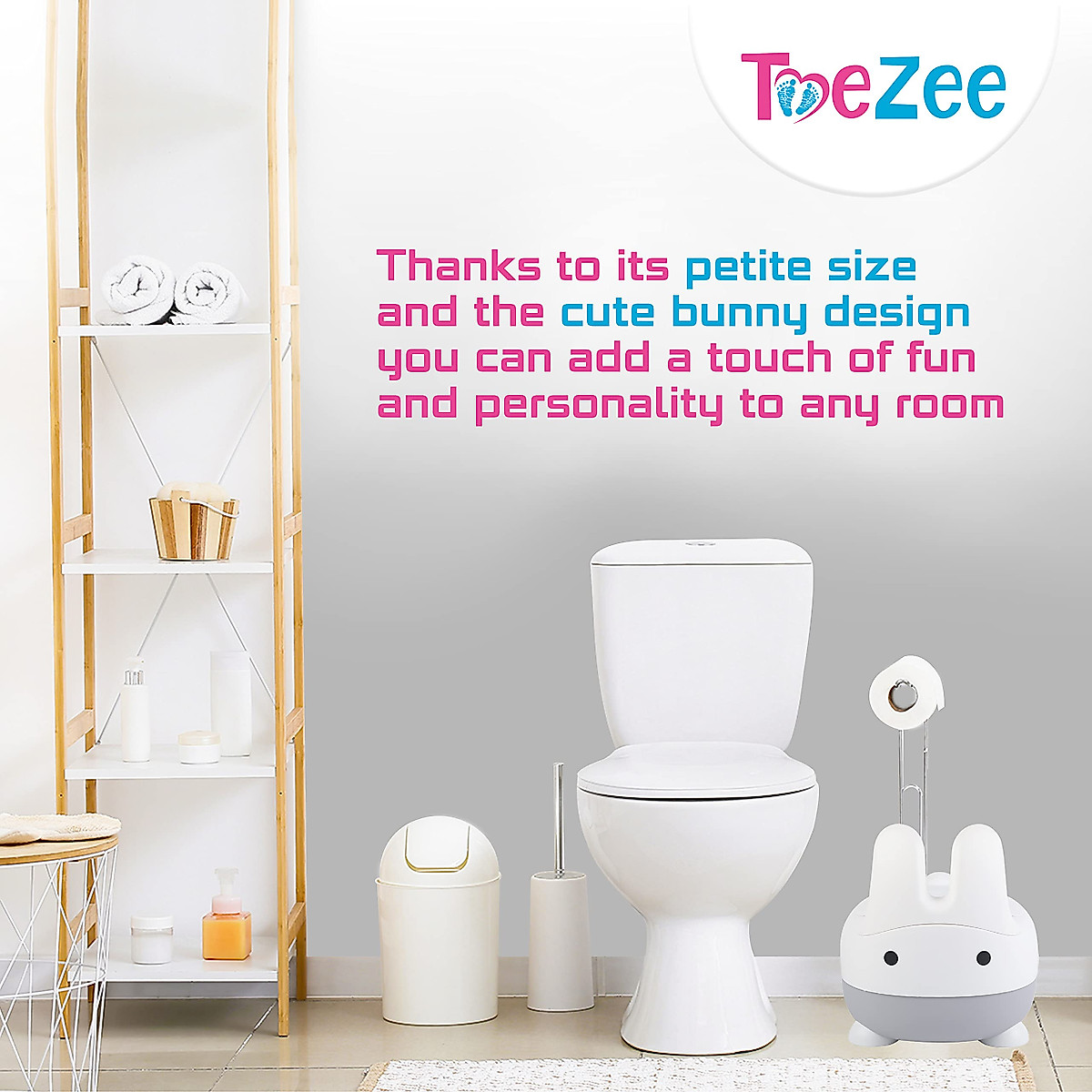 ToeZee Bunny Toddler Potty Training Toilet Seat - Comfortable Toddler Toilet Seat - Easy to Clean Removable Bowl - Non-Slip Kids Potty Chair - Toddler Potty Seat for Boys & Girls (Gray)