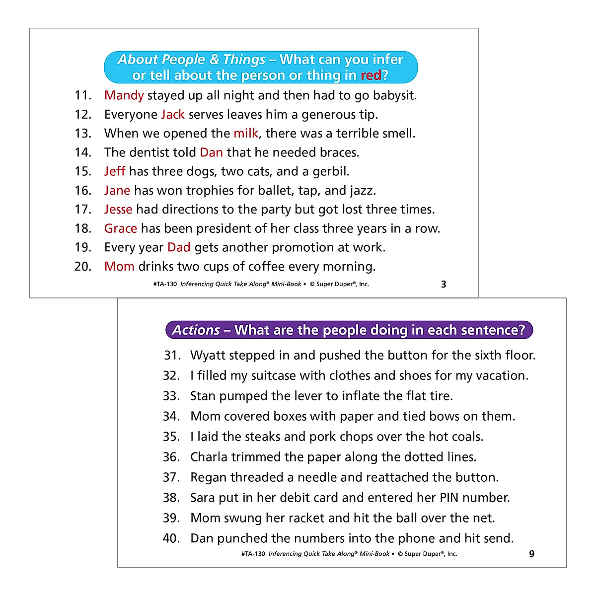 Super Duper Publications | Inferencing Quick Take Along® | Educational Learning Resources for Children
