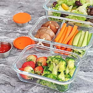 Moretoes 8pack Glass Meal Prep Containers, Glass Food Storage Container with Lid, Glass Lunch Containers with Compartments Leak-proof, for Microwave, Oven, Freezer, Dishwasher