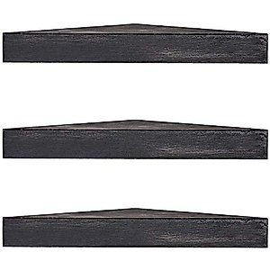 American Art Decor Set of 2 Floating Corner Shelves - Shelf Bracket & Organizer for Living Room, Bedroom, Bathroom, Offices & More (Black, 2.25”x 16.5”x 8.25”)