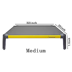 ROODO Elevated Dog Bed Cooling Raised Dog Bed Aluminum Frame and Durable Teslin Mesh Fabric Pet Cot Easy Installation Without ToolsUnique Design of Non-Slip Feet Pet Bed Indoor or Outdoor Used Medium