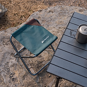 Azarxis Small Camping Folding Stool, Mini Outdoor Collapsible Chairs Seat Portable Lightwight Folding Stool for Fishing Camp Traveling Hiking Beach Garden BBQ with Carry Bag (Dark Green)