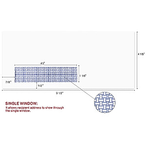 500#10 Single Left Window SELF Seal Security Envelopes, Designed for QuickBooks Invoices & Business Statements, Computer Printed Checks Peel and Seal Flap Number 10 Size 4-1/8 x 9-1/2 Inches, 24 LB