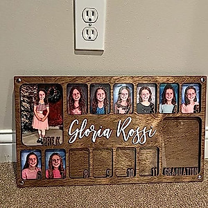 Handance Pre K to 12 Graduation School Photo Frame, Personalized Grade School Picture Frame Name Custom School Years Wood Photo Frame Gift