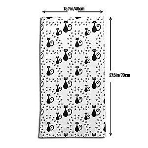 antoipyns Black Cat Paw Prints Highly Absorbent Large Decorative Hand Towels Multipurpose for Bathroom, Hotel, Gym and Spa (16 X 30 Inches)