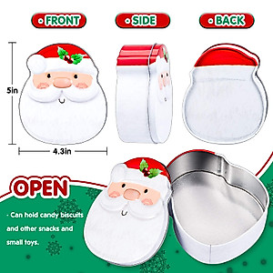 Whaline Christmas Tin Box Xmas Card Tin Box Metal Cookie Tin Box with Lid Assorted Card Holder Containers for Party Decor Supplies Santa Clause Snowman Gingerbread Penguin, 4 Pack