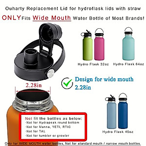 Ouharty Spout Lid for Wide Mouth Hydroflask Water Bottles Replacement Chug Lids for Hydro Flask Wide Mouth 18 20 32 40 64 oz Water Bottle (Black&Black)