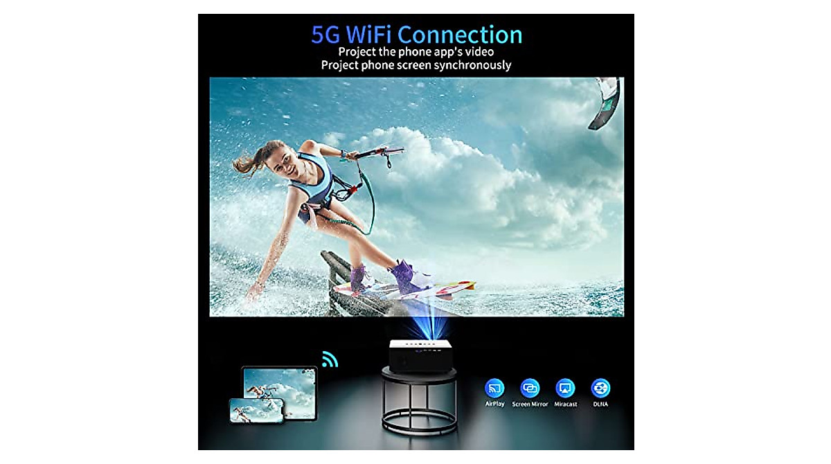 ABoolon 4K Projector: 900 ANSI, Wifi, Bluetooth, 500"