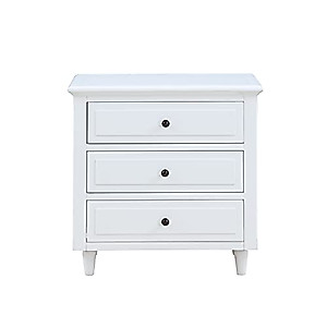 XD Designs Solid Wood Side End Table, 2-Drawer Night Stand with Storage Shelf, Bedside Nightstand, Accent Table for Bedroom Hallway Living Room (White)