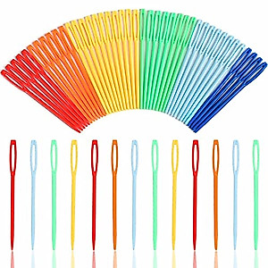 LoveInUSA 100 PCS Plastic Needles for Kids, Large Eye Plastic Needles Plastic Sewing Needles for Handmade Crafts DIY Notions Stitchery