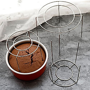 FashionMall 2 Pcs Stainless Steel Cake Cooling Rack Round,Cooling Stand with Four High Legs For Cooking Baking,7 Inch And 5 Inch