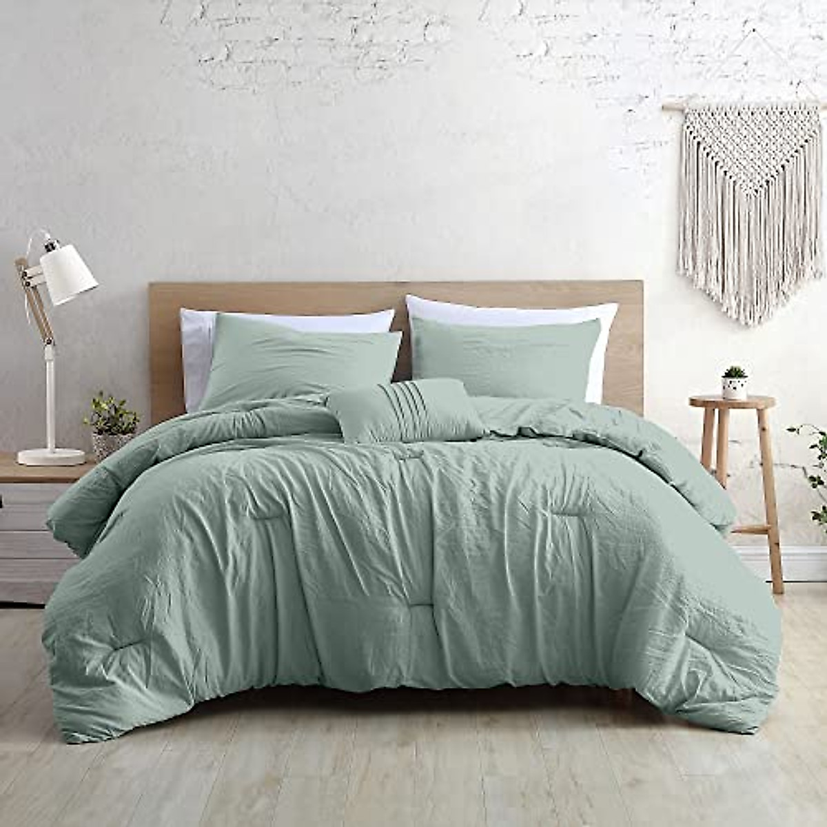 Modern Threads - Comforter Set - Down Alternative Brushed Microfiber - Elegant All Season Bedspread Set - Includes Comforter, Shams, & Decorative Pillow - Luxurious Bedding - Queen, Spa